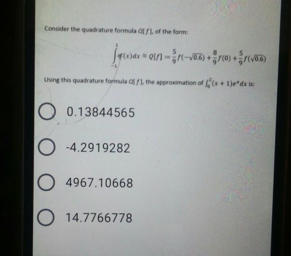 Solved Consider the quadrature formula al 1, of the form: 5 | Chegg.com