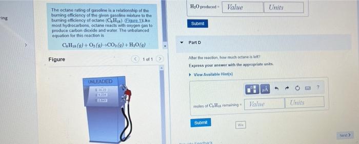 H40 produced - Value Units Fing Submit The octane | Chegg.com