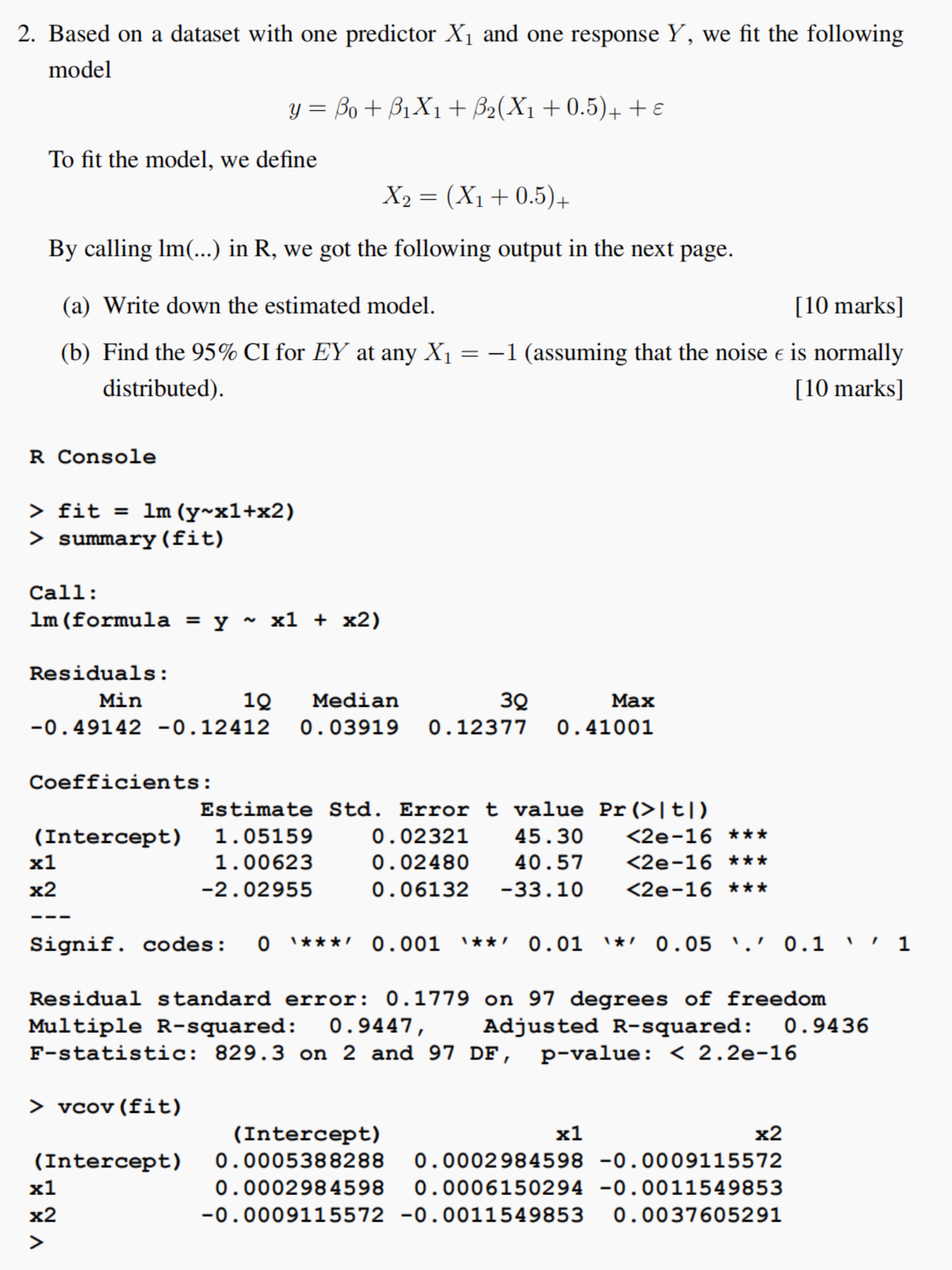 Solved Based on a dataset with one predictor x1 ﻿and one | Chegg.com