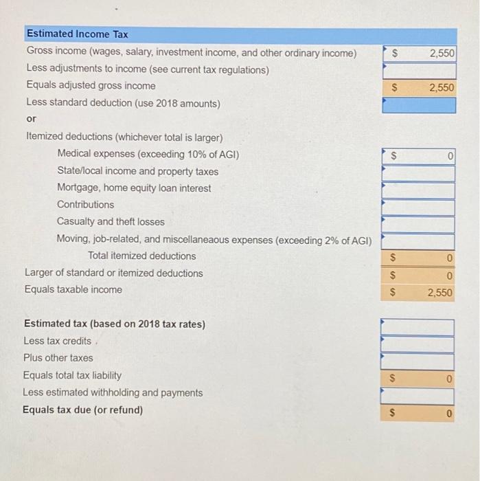 Solved Continuing Case 20. Income Tax Estimation Jamie Lee | Chegg.com