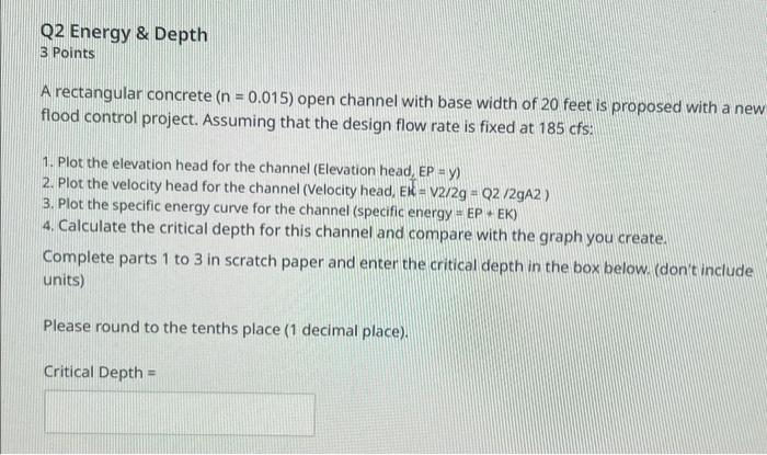Solved A rectangular concrete open channel | Chegg.com