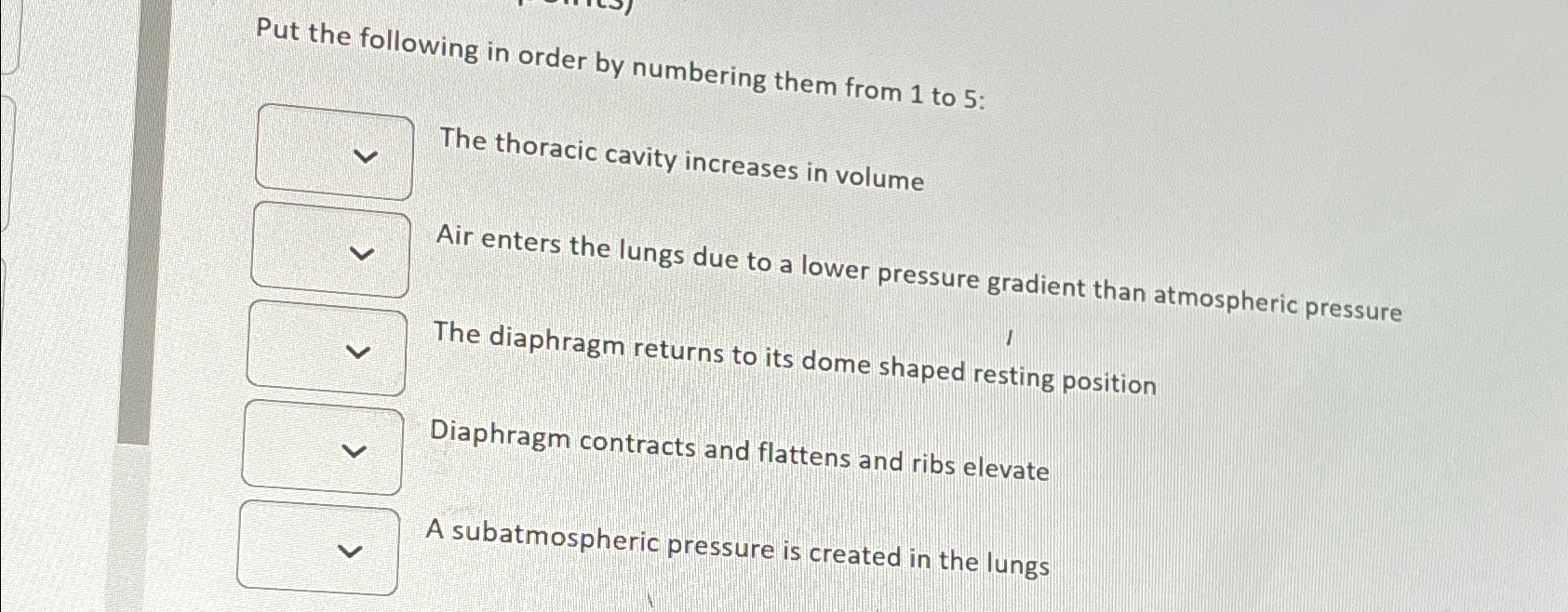 Solved Put the following in order by numbering them from 1 | Chegg.com