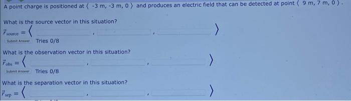Solved A point charge is positioned at −3 m,−3 m,0 and | Chegg.com