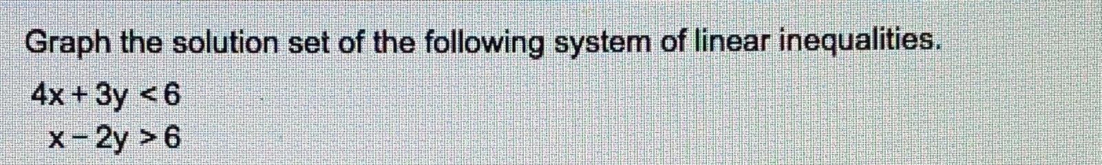 Solved Graph the solution set of the following system of | Chegg.com