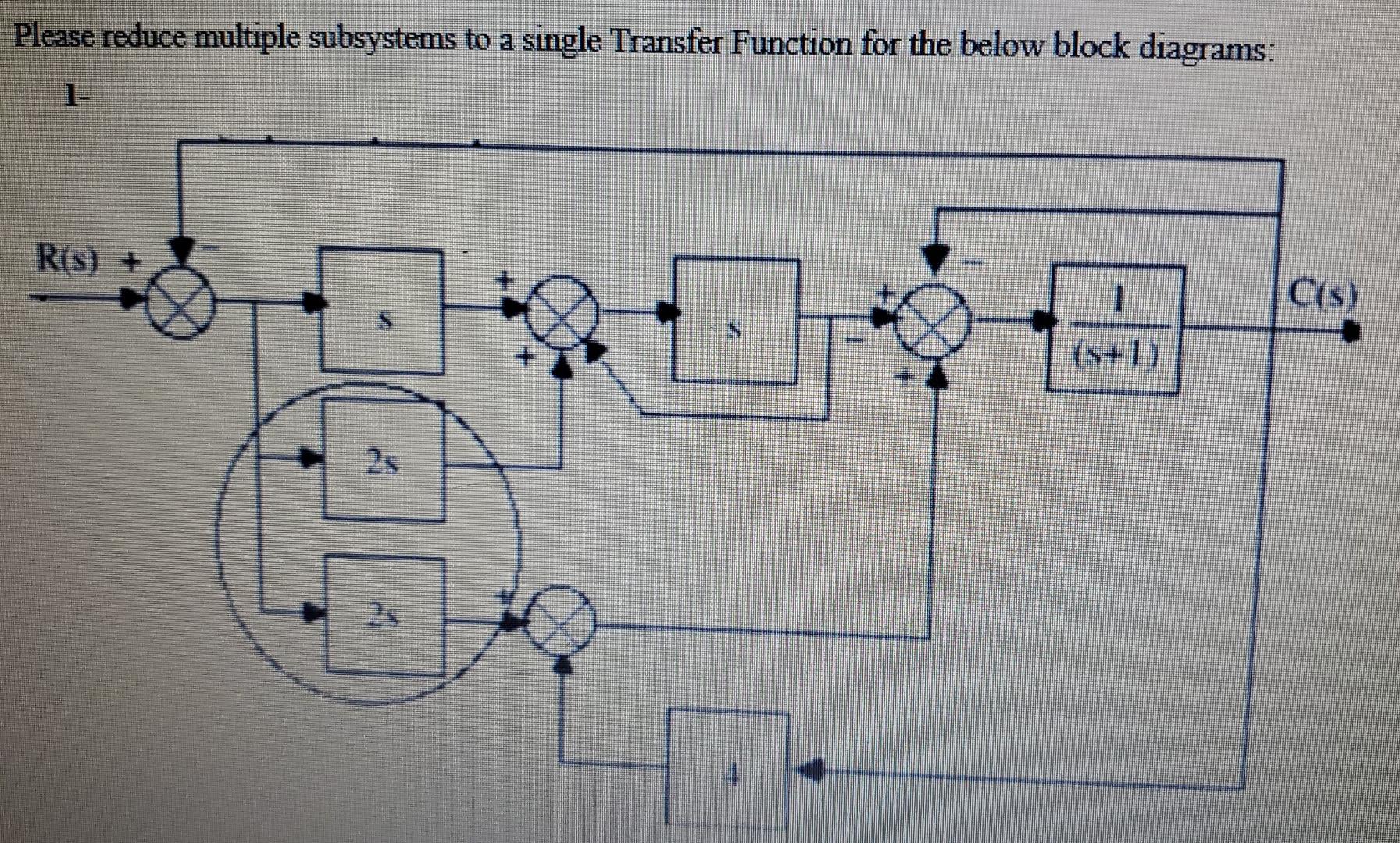 Solved Please reduce multiple subsystems to a single | Chegg.com