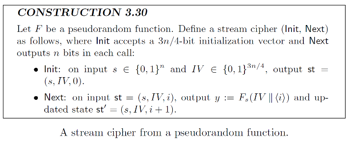 Solved 1. ﻿Consider the stream cipher construction 3.30 .Let | Chegg.com