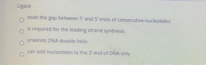 Solved Ligase seals the gap between 5' and ' ends of | Chegg.com