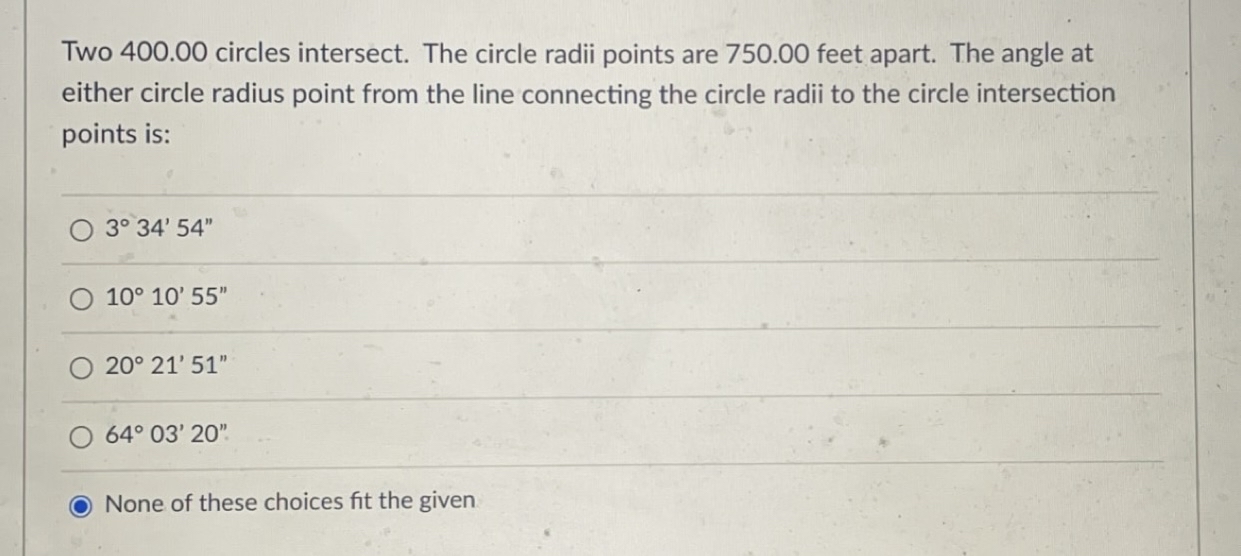 Solved Two 400.00 ﻿circles intersect. The circle radii | Chegg.com