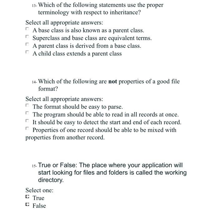 Solved 13. Which of the following statements use the proper | Chegg.com