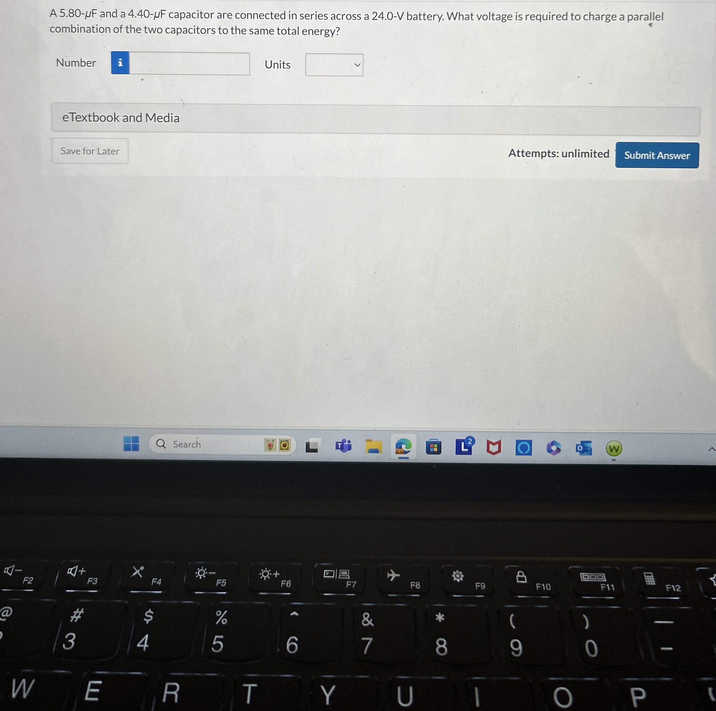 Solved A 5.80-μF ﻿and a 4.40-μF ﻿capacitor are connected in | Chegg.com