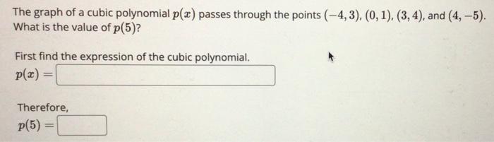 Solved The graph of a cubic polynomial p(x) passes through | Chegg.com