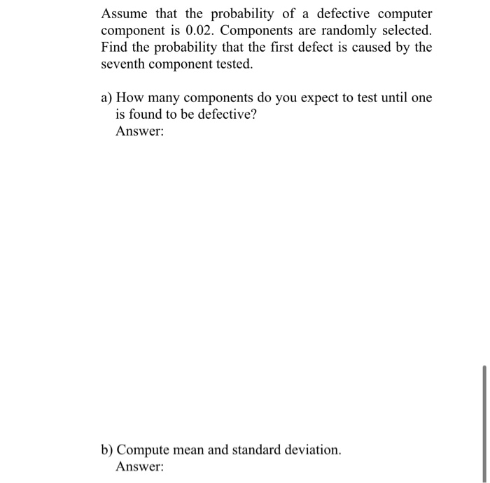 Solved Assume that the probability of a defective computer | Chegg.com