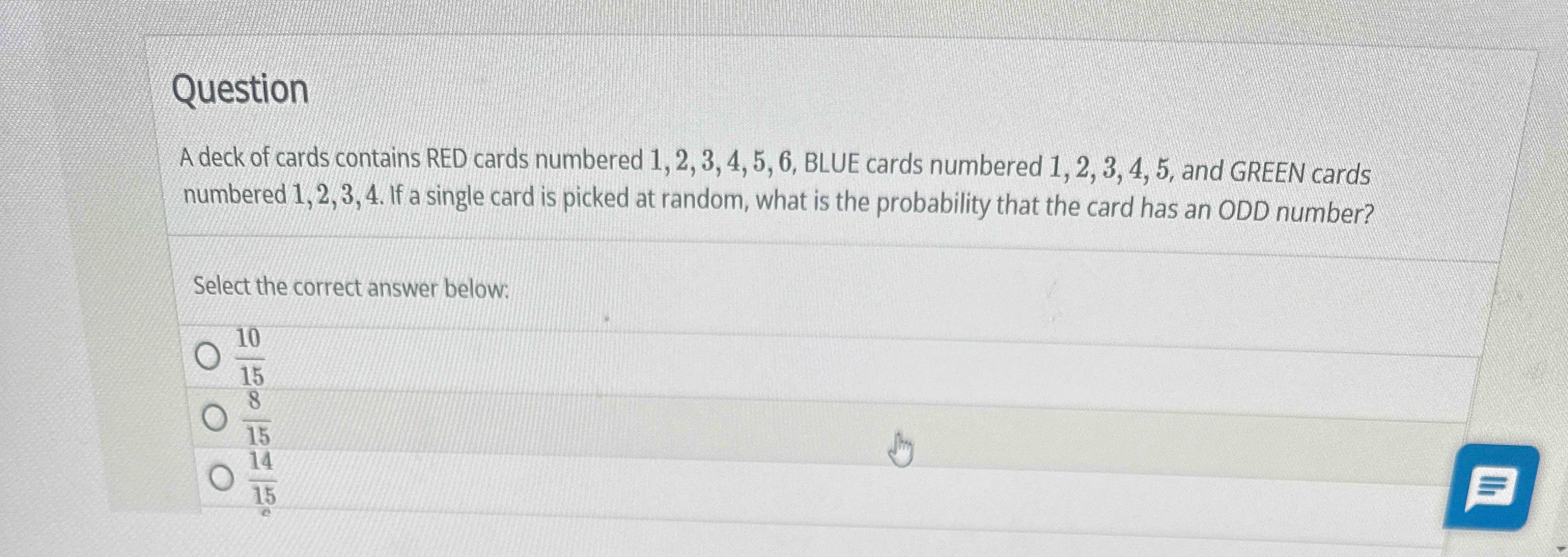 Solved QuestionA deck of ﻿cards contains RED cards numbered | Chegg.com