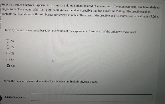 Solved Suppose a student repeats Experiment I using an | Chegg.com