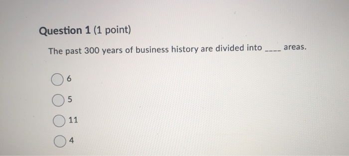 Solved Question 1 (1 point) areas. The past 300 years of | Chegg.com