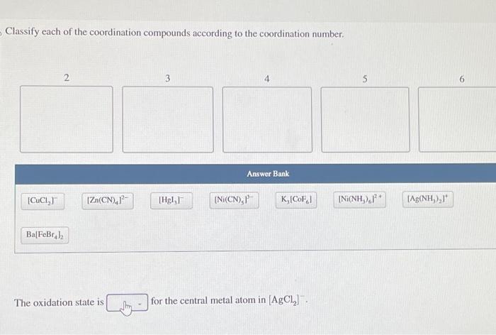 Solved - Classify each of the coordination compounds | Chegg.com