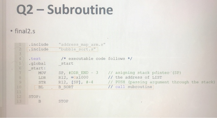 Q2 Subroutine 50 Points • Make The Sorting