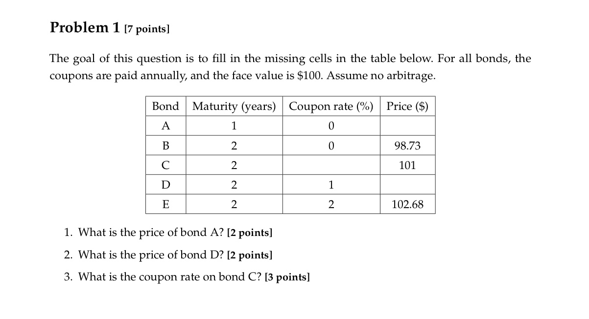 Fill in the missing cells in the table. Fill in the | Chegg.com