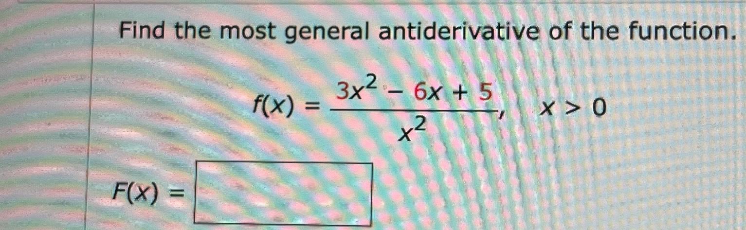 Solved Find the most general antiderivative of the | Chegg.com