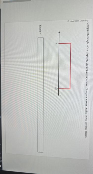 [Solved]: Compute the height of the displayed uniform densi