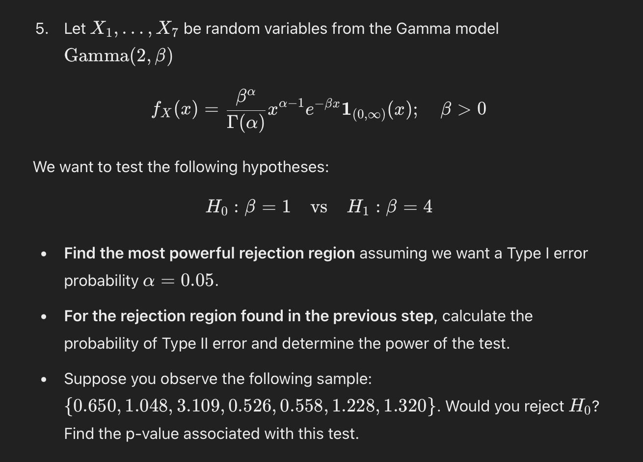 Let x1,dots,x7 ﻿be random variables from the Gamma | Chegg.com