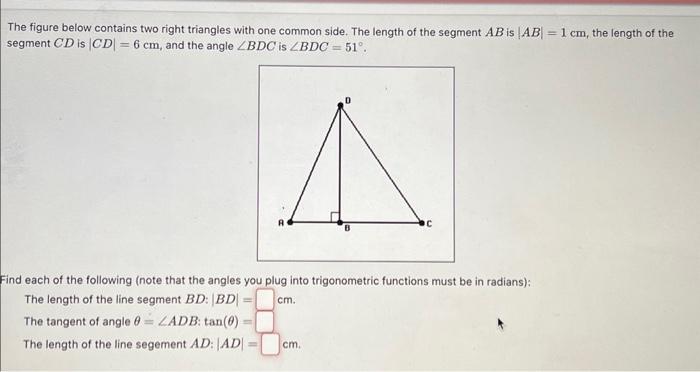 Solved The figure below contains two right triangles with | Chegg.com