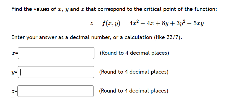 Solved Find the values of x,y ﻿and z ﻿that correspond to the | Chegg.com
