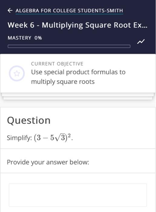 Solved ← ALGEBRA FOR COLLEGE STUDENTS-SMITH Week 6 - | Chegg.com