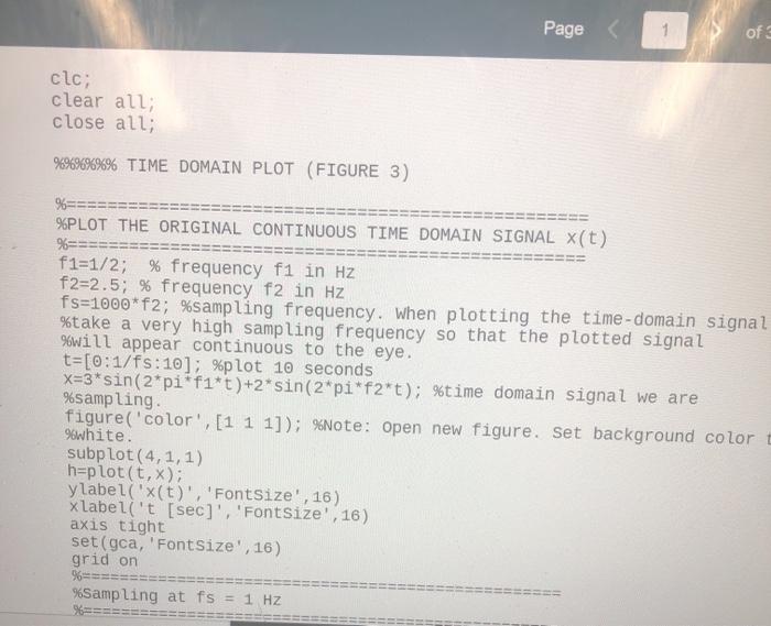 Solved 3. Please run the MATLAB code Sampling_Alias_3.m and | Chegg.com