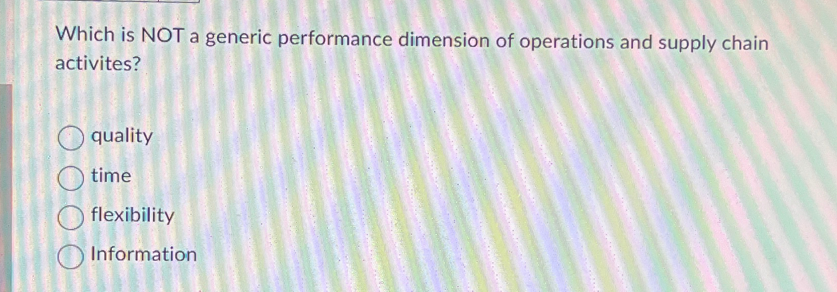 Solved Which is NOT a generic performance dimension of | Chegg.com