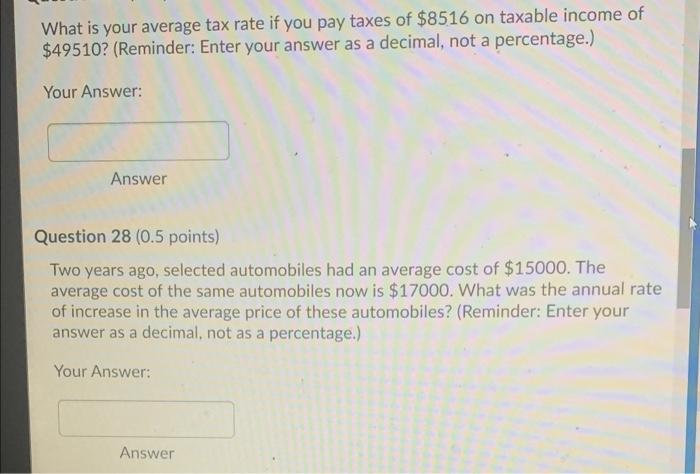 Solved What is your average tax rate if you pay taxes of | Chegg.com