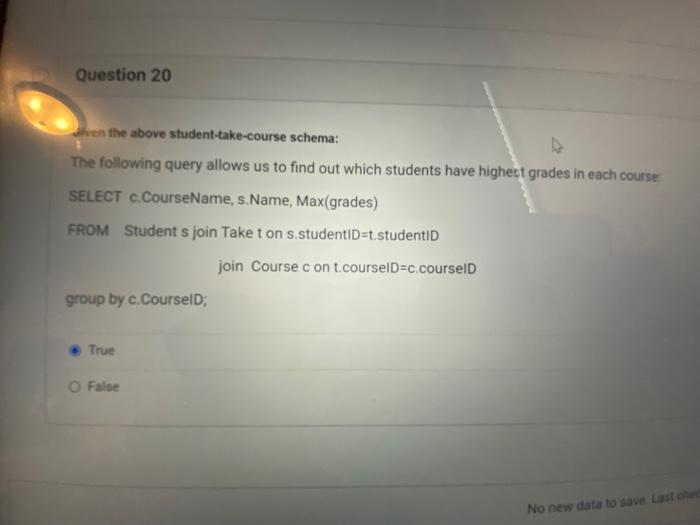 Based on the following student-take-course schema: | Chegg.com