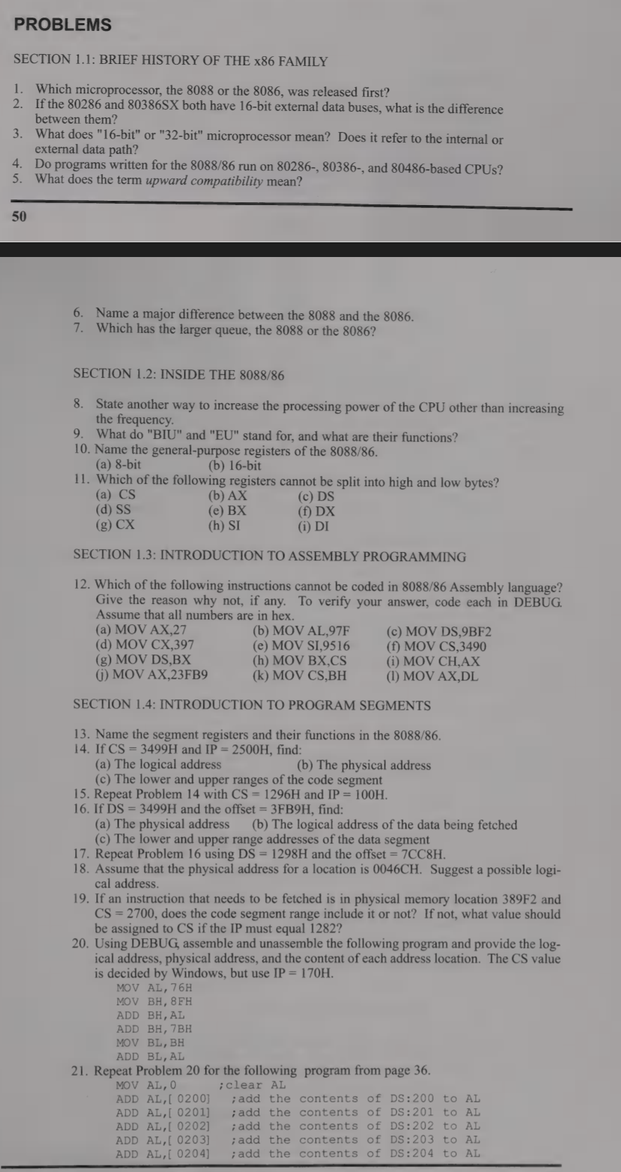 Solved PROBLEMSSECTION 1.1: BRIEF HISTORY OF THE x86 | Chegg.com