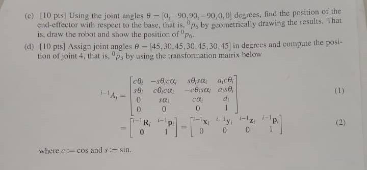 1. D-H Convention, D-H Parameters, and the | Chegg.com