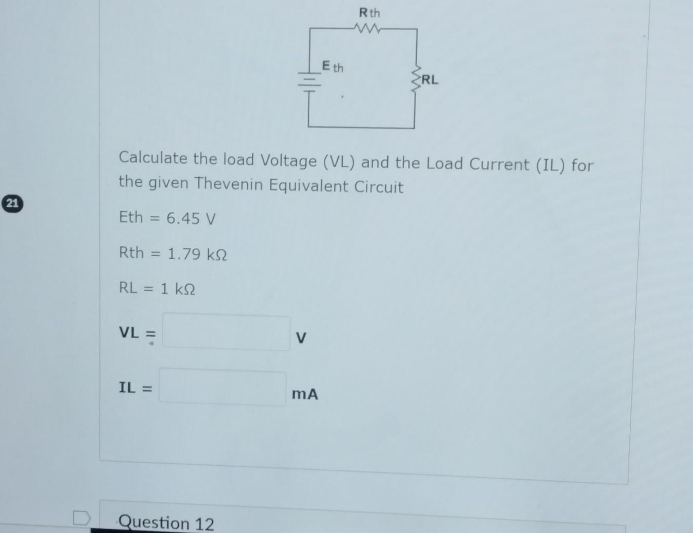 Solved Calculate the load Voltage (VL) and the Load Current | Chegg.com