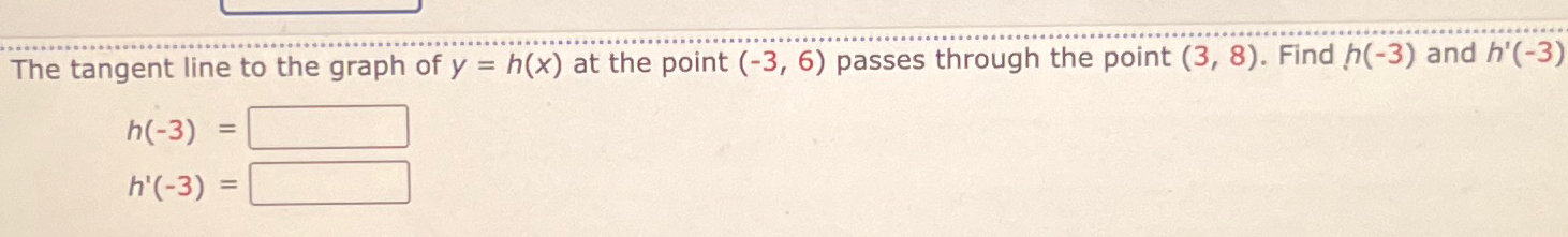 Solved The tangent line to the graph of y=h(x) ﻿at the point | Chegg.com
