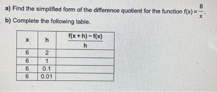 Solved a) Find the simplified form of the difference | Chegg.com