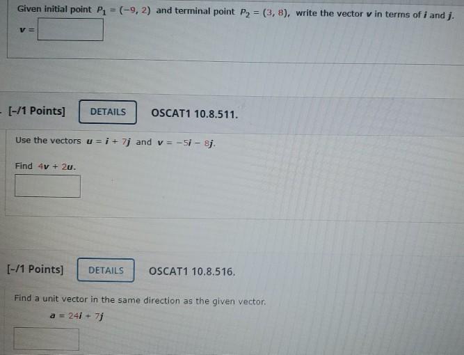 Solved Given initial point P1 = (-9, 2) and terminal point | Chegg.com