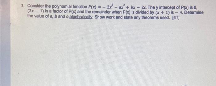 Solved 3. Consider the polynomial function | Chegg.com