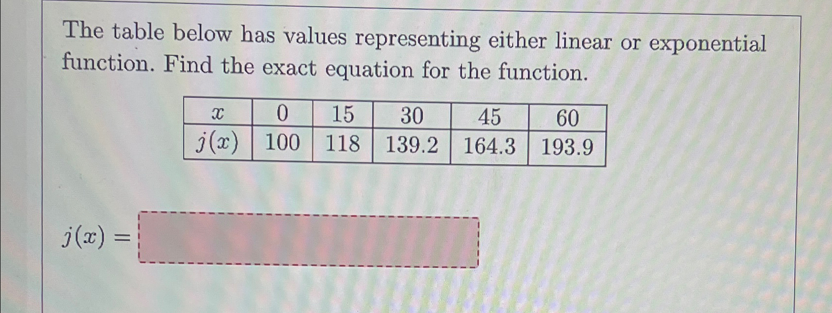 Solved The table below has values representing either linear | Chegg.com