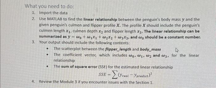 Solved What you need to do: 1. Import the data 2. Use MATLAB | Chegg.com