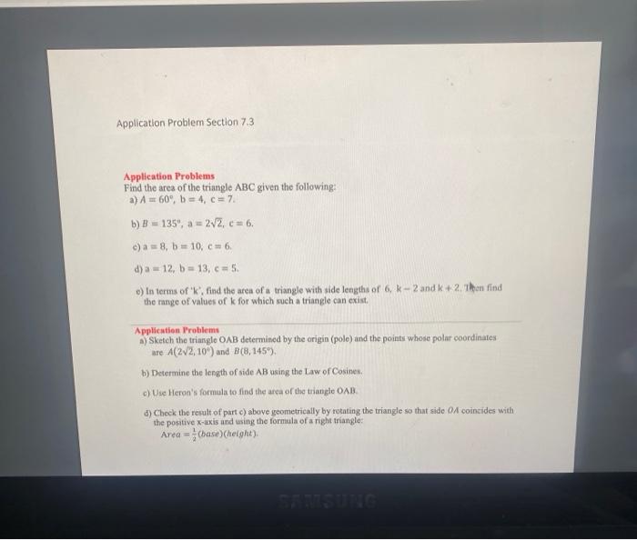 Solved Application Problem Section 7.3 Application Problems | Chegg.com