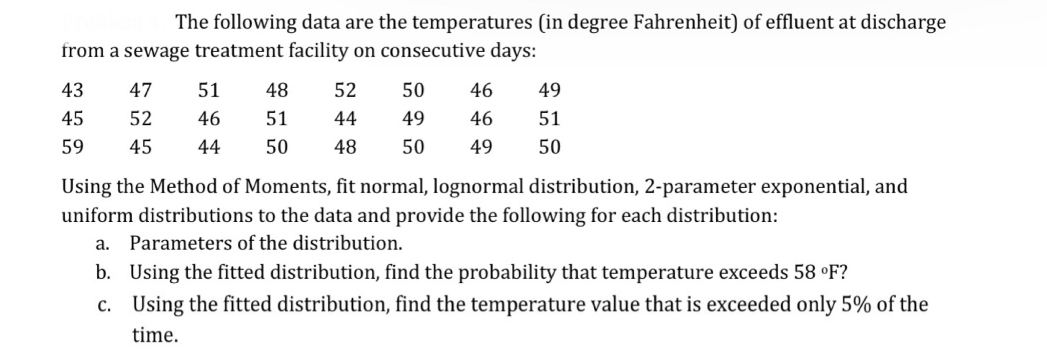 Solved The following data are the temperatures (in degree | Chegg.com