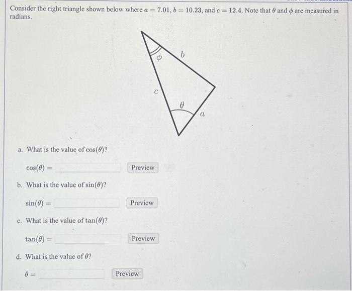 Solved Consider the right triangle shown below where | Chegg.com