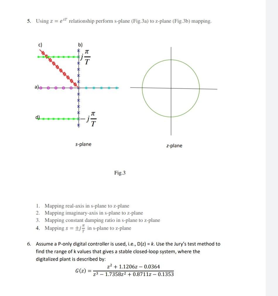 Solved 5. Using z = est relationship perform s-plane | Chegg.com