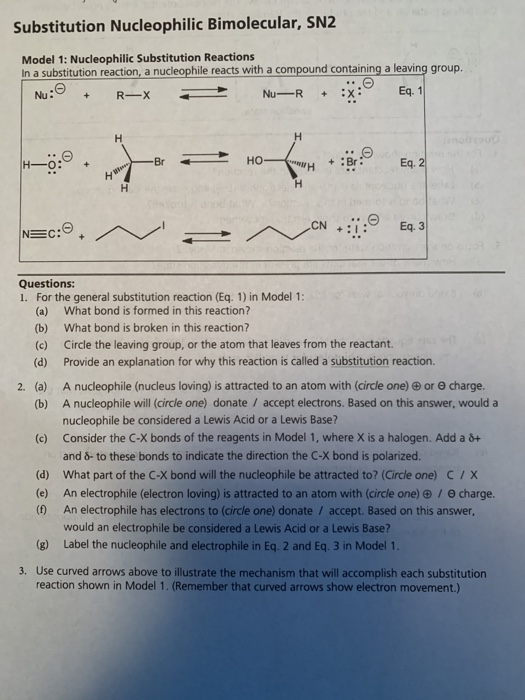 Solved Substitution Nucleophilic Bimolecular, SN2 Model 1: | Chegg.com