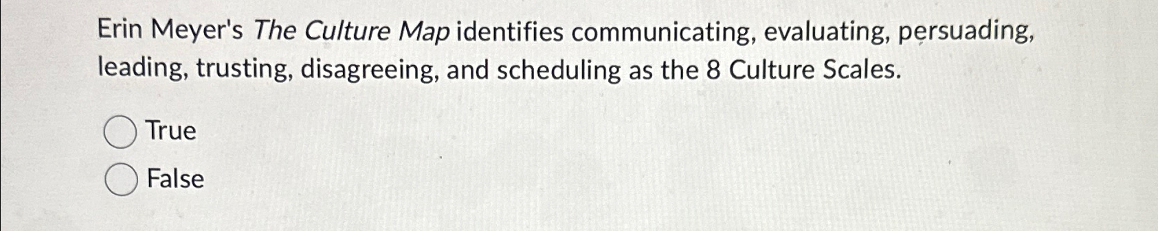 Solved Erin Meyer's The Culture Map identifies | Chegg.com