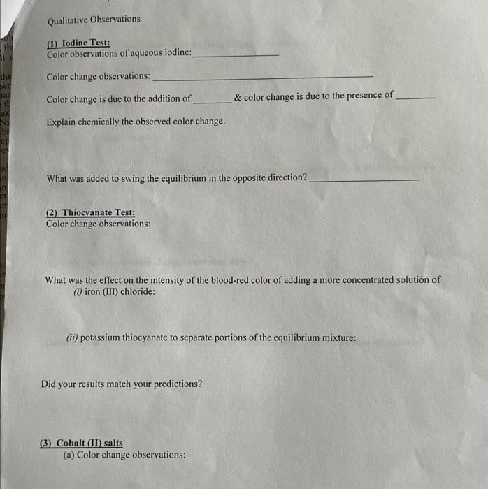Solved Qualitative Observations (1) Iodine Test: Color | Chegg.com