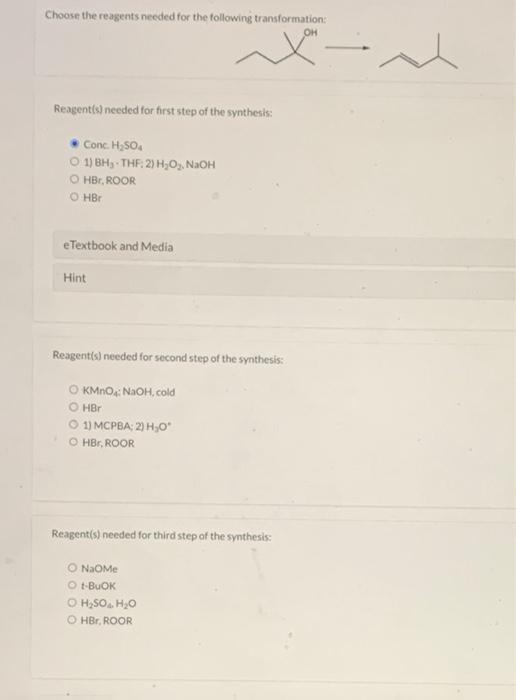 Solved Choose the reagents needed for the following | Chegg.com