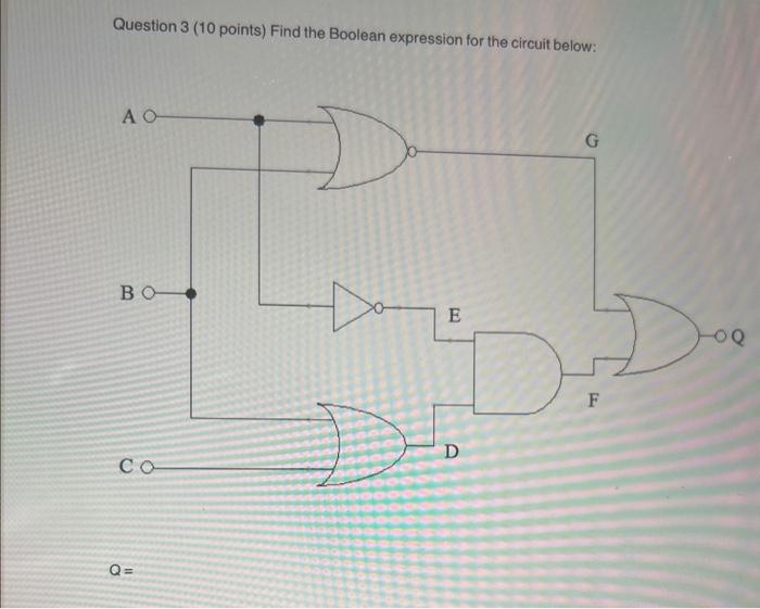 Solved Question 3 (10 points) Find the Boolean expression | Chegg.com